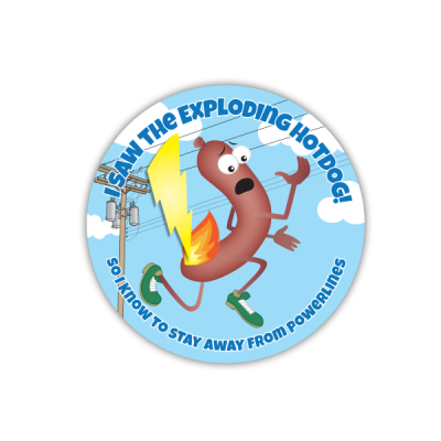 Exploding Hotdog Electricity Safety Sticker Roll - Education & Outreach
